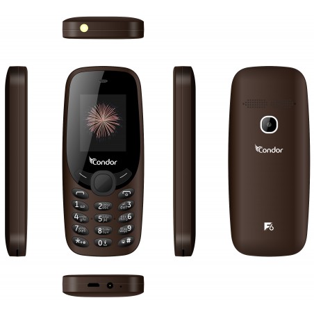 Téléphone Portable Condor F6 / Double SIM / Marron + SIM Offerte