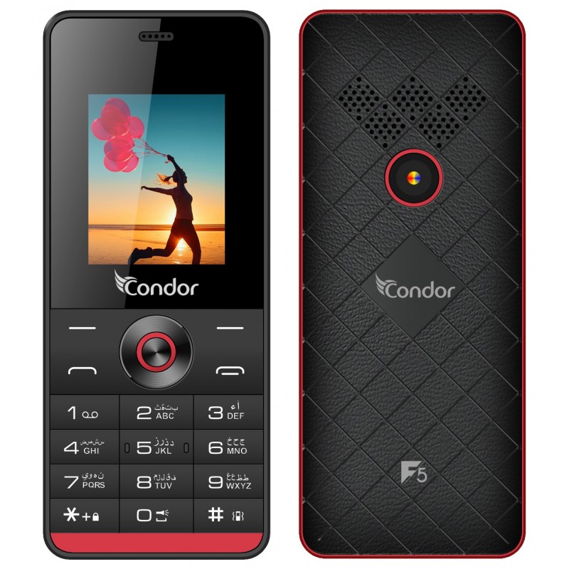Téléphone Portable Condor F5 / Double SIM / Noir & Rouge + SIM Offerte