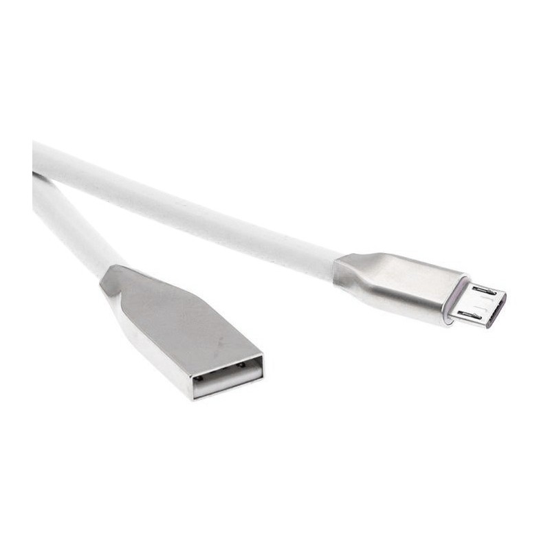 Câble plat USB vers Micro USB / Blanc