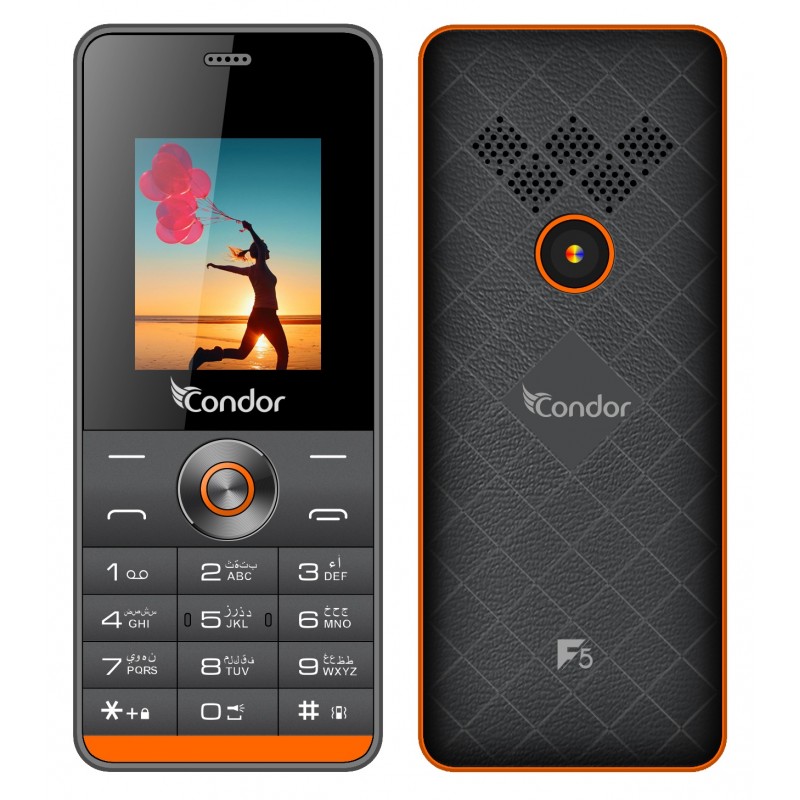 Téléphone Portable Condor F5 / Double SIM / Gris & Orange + SIM Offerte