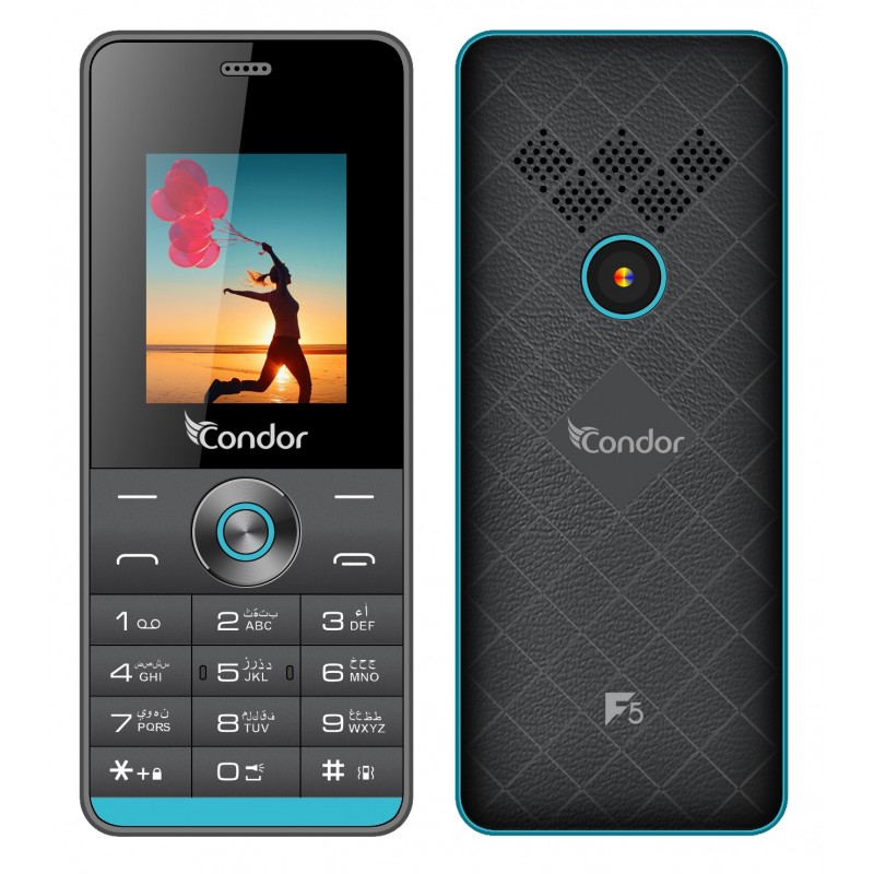 Téléphone Portable Condor F5 / Double SIM / Gris & Bleu + SIM Offerte