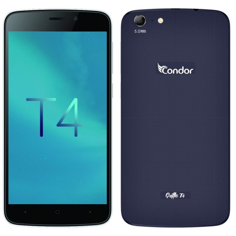 Téléphone Portable Condor Griffe T4 / 4G / Double SIM / Bleu + SIM Offerte