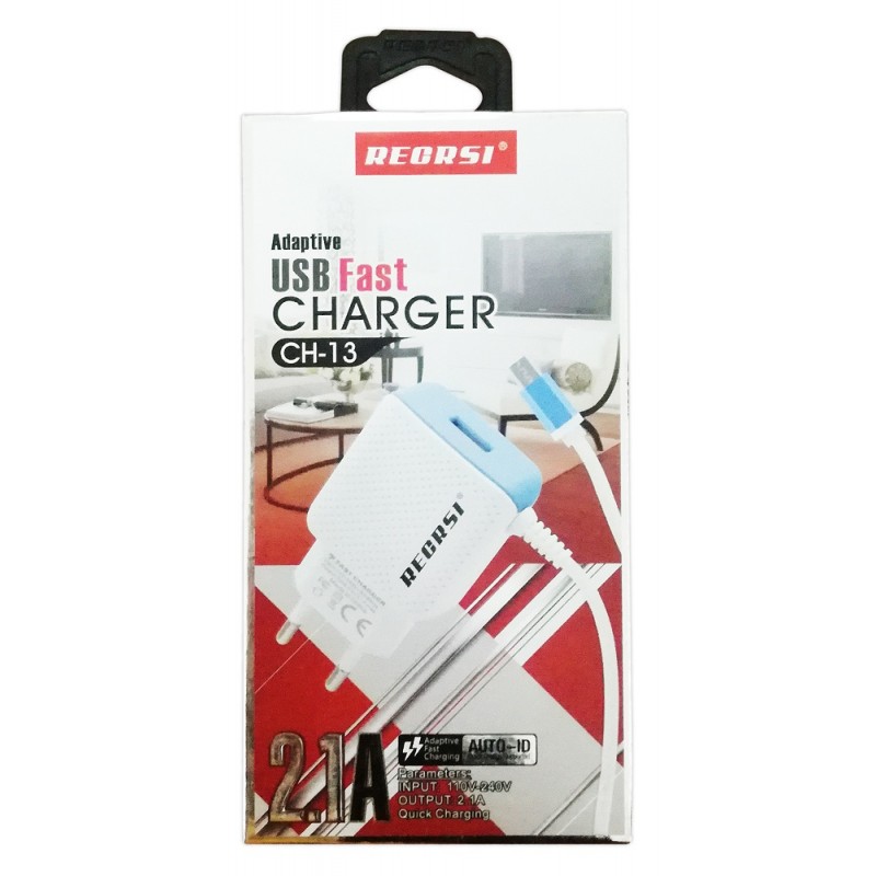 Chargeur Secteur RECRSI CH-13 / 2.1A / Blanc