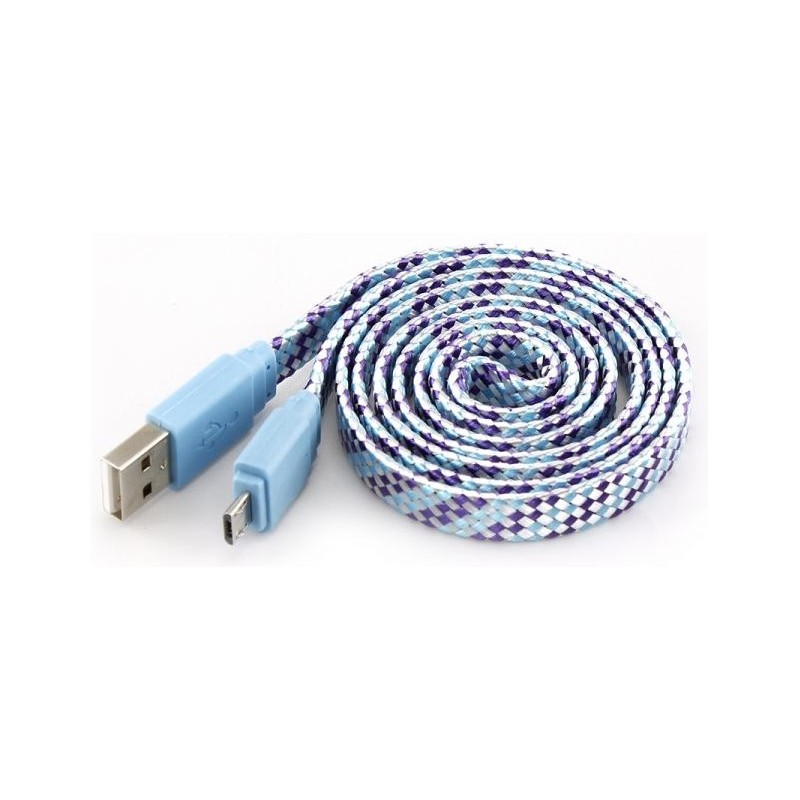 Câble USB Vers Micro USB Plat / 1M / Bleu
