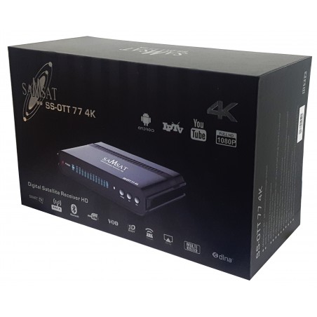 Récepteur Box Android Samsat OTT 77 / 4K + 2 ans SAM IPTV + 2 ans ...