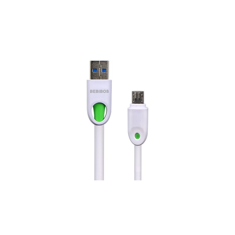 Câble BEBIBOS USB Vers Micro USB / Blanc & Vert