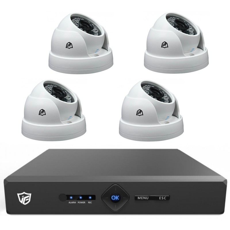 Kit DVR JFtech 4 canaux + 4 Caméras Dômes 2MP