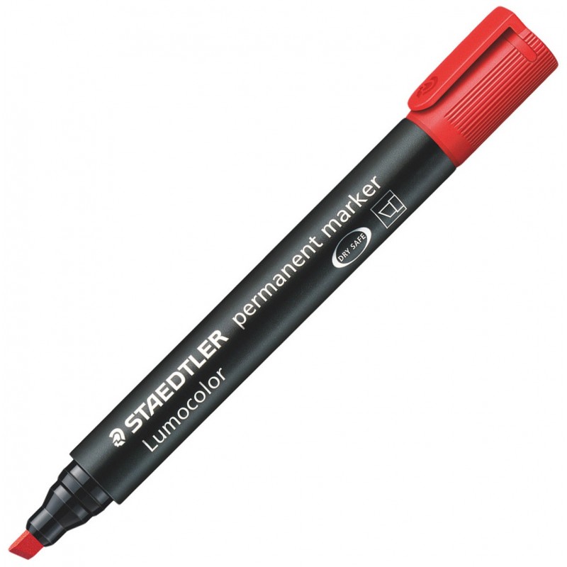 Marqueur permanent pointe biseautée STAEDTLER Lumocolor 350 / Rouge ...