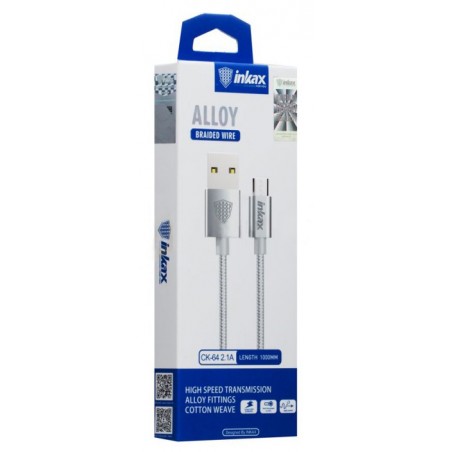 Câble USB vers Micro USB Inkax CK-64 2.1A / 1M / Blanc