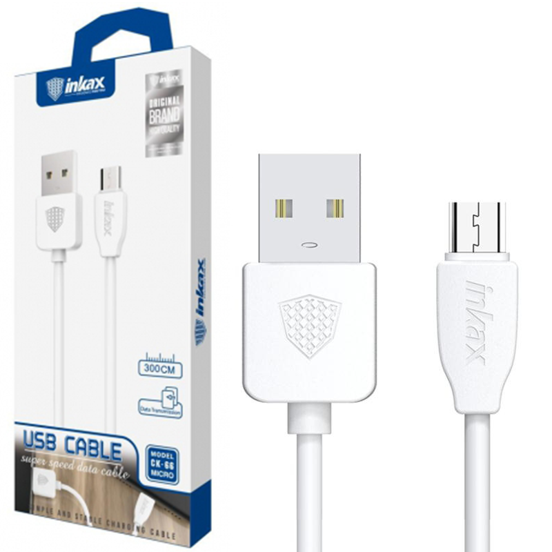 Câble USB vers Micro USB Inkax CK-66 2.1A / 3M / Blanc