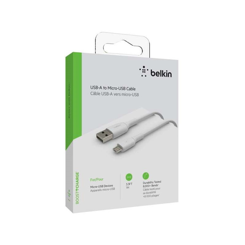 Câble Belkin USB-A Vers Micro-B/ 1M / Blanc