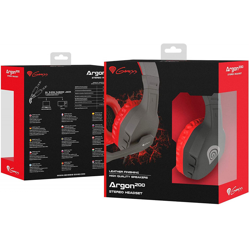Casque avec Micro Gaming Genesis Argon 200 / Rouge