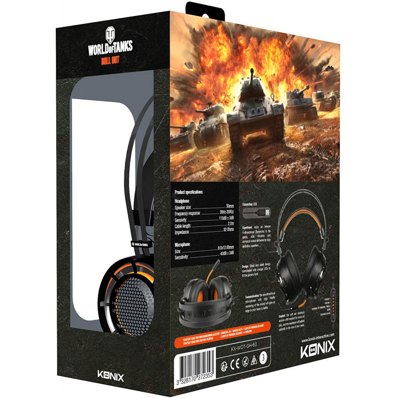 Casque Micro Gaming Konix WOT GH-60 7.1 VIB / Noir & Orangé