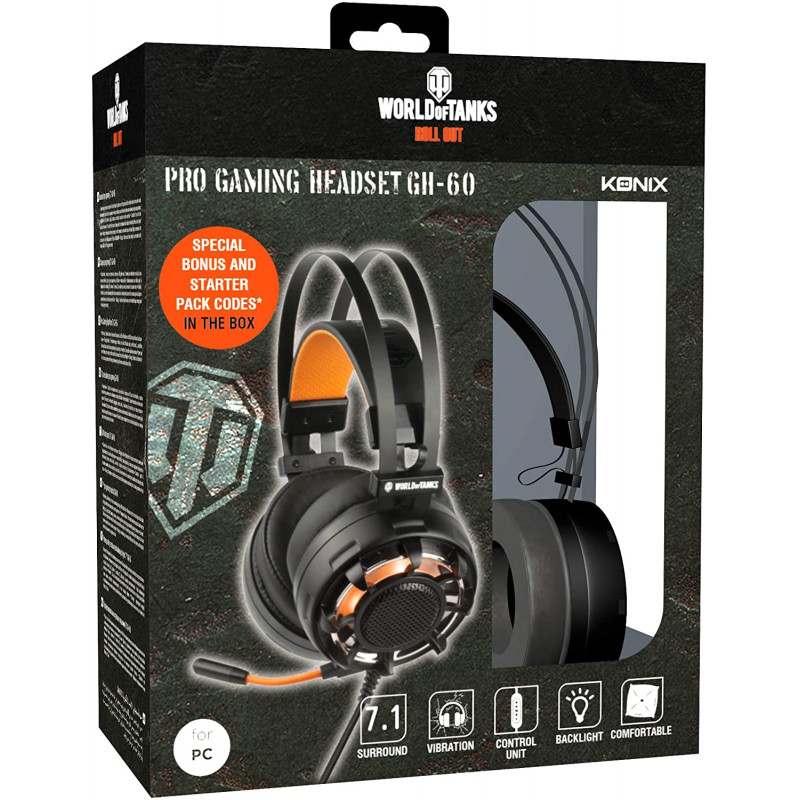 Casque Micro Gaming Konix WOT GH-60 7.1 VIB / Noir & Orangé