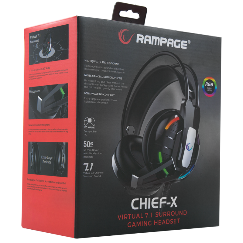 Casque Micro USB Gaming Rampage CHIEF-X RM-K22 / RGB / PC et PS4