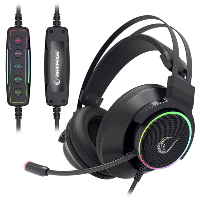 Casque Micro USB Gaming Rampage PALADIN RM-K9 / RGB / Surround 7.1