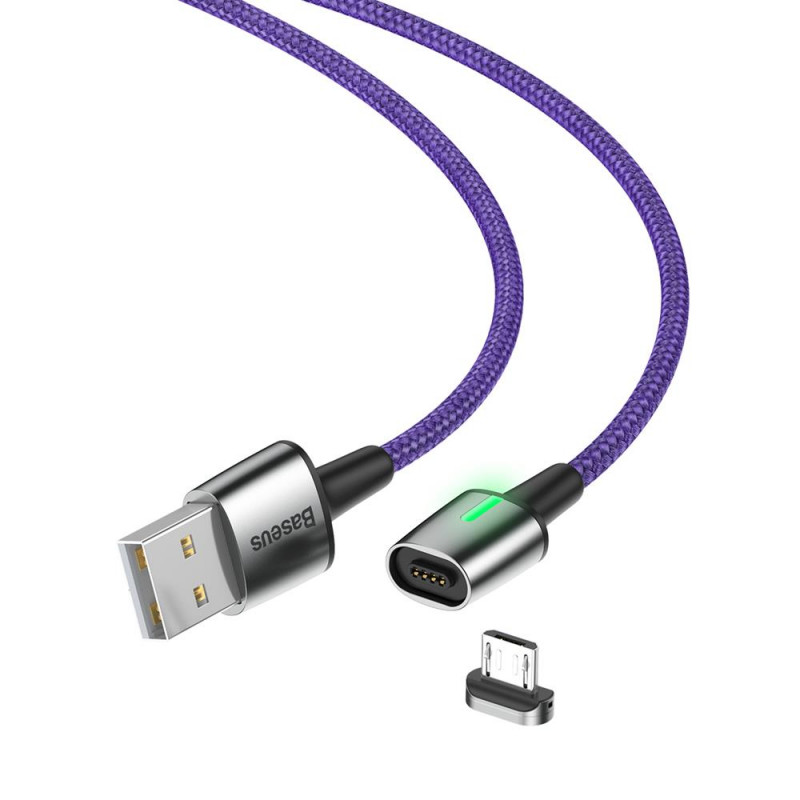 Câble magnétique USB Baseus Zinc Vers Micro USB / 2.4A / 1m / Violet