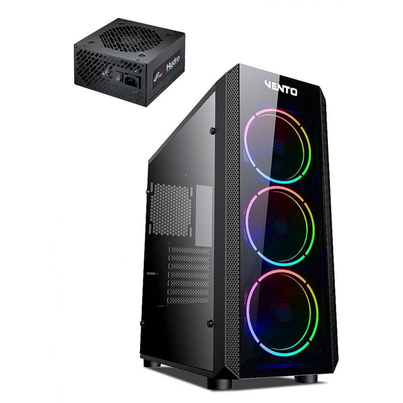 Boitier Gamer FSP Vento Glass 3 + Boite d'alimentation Hydro 500W ...
