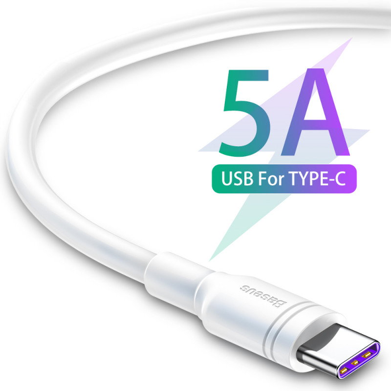 Câble USB Baseus Double ring Vers Type C / 0.5 M / 5A / Blanc