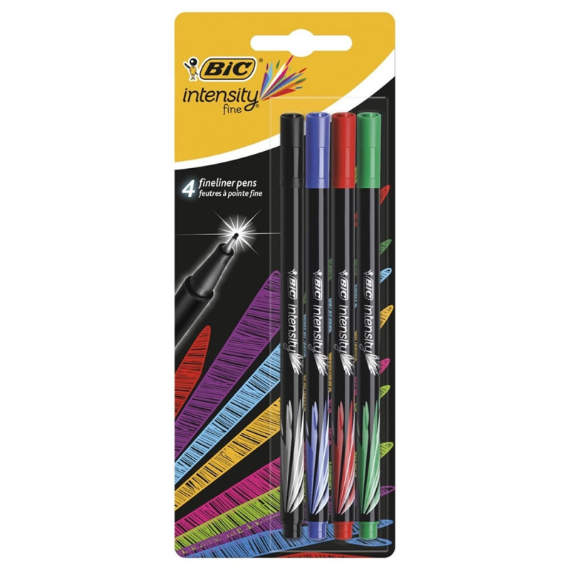 Pochette de 4 stylos feutres BIC Intensity à Pointe Fine BIC 0.4mm