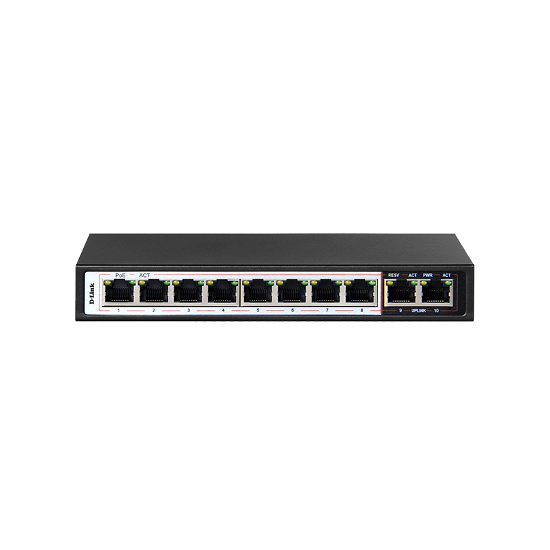 Switch D-link 10-port 10/100 Unmanaged 250m 8 PoE+ 2 10/100
