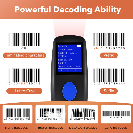 Lecteur de code à barres Bluetooth sans fil Trohestar NS1103/N2-CCD ...