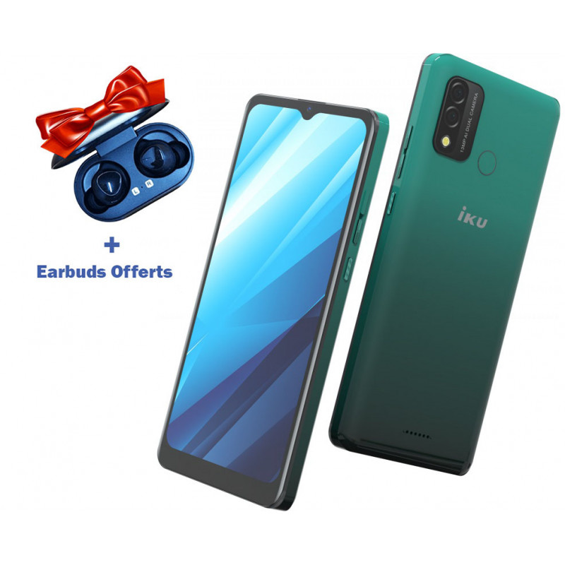 Smartphone IKU A35 / 4G / 2 Go / 32 Go / Double SIM / Vert + Earbuds Offerts