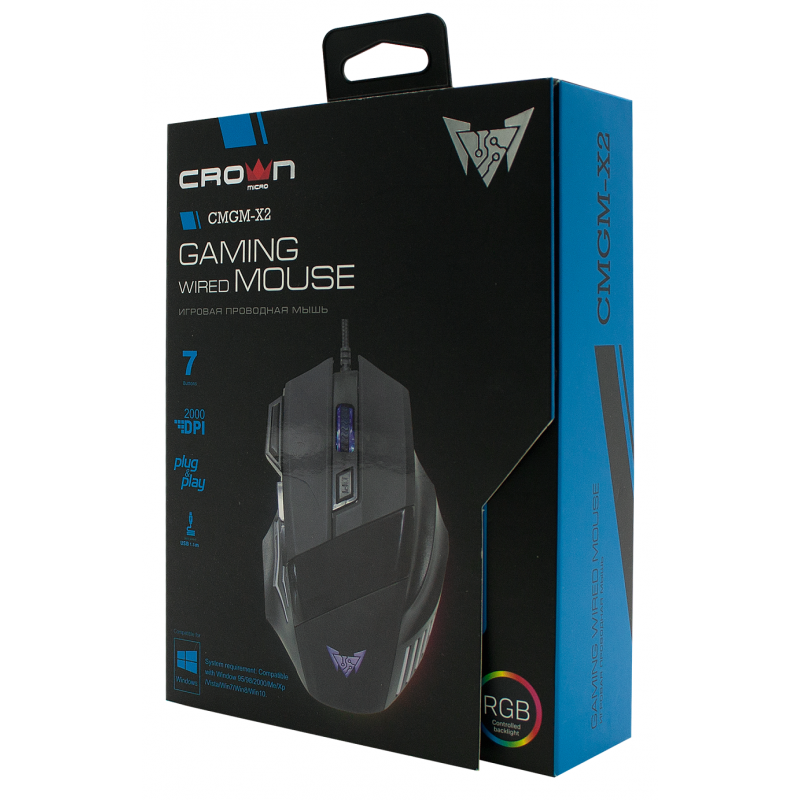 Souris Gaming Crown X2 / RGB / 2000 dpi / Noir