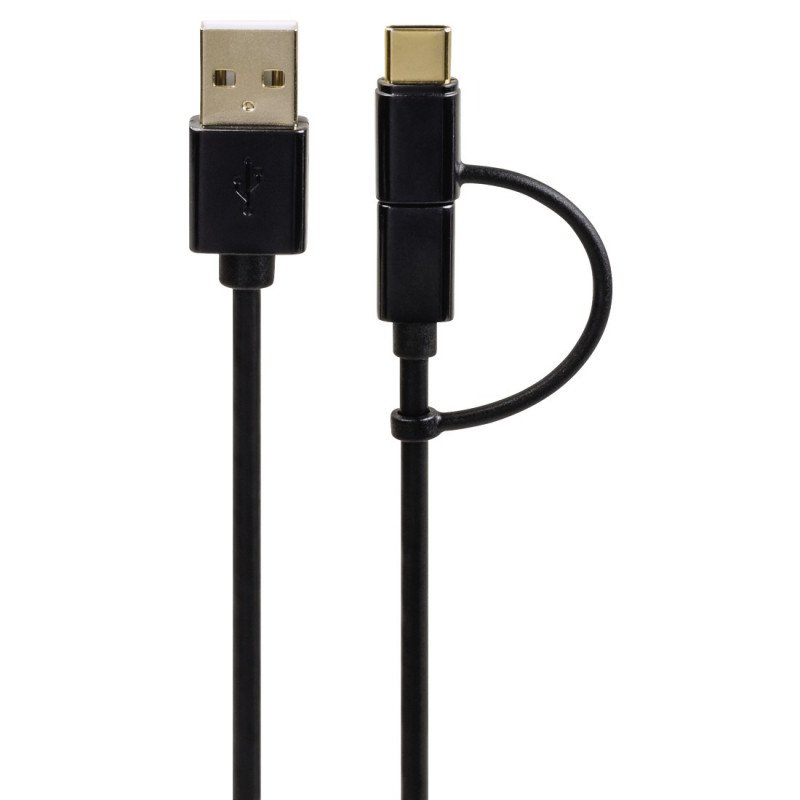 Câble USB hama micro-USB 2en1 avec adaptateur USB-C / 1M