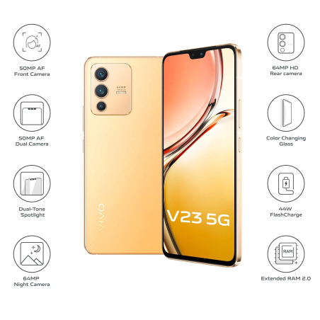 Vivo Y23 Go 5G Gold 128 Go | Mobile Vivo Tunisie