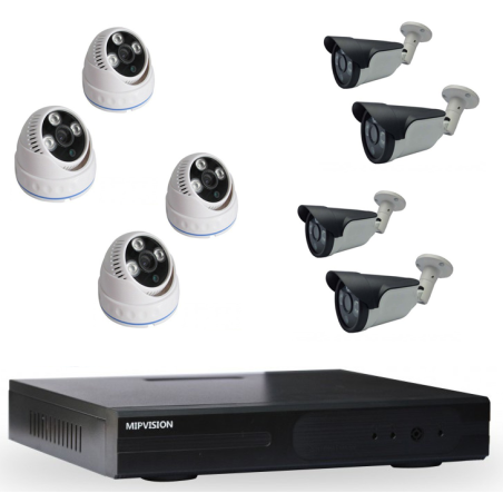 Kit DVR AHD + 4 Caméras MIPVISION Internes 5MP + 4 Caméras Externes 5MP