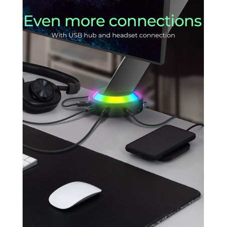 Support Gaming ICY BOX IB-MSG303BL-T pour écran / 32" / RGB / HUB