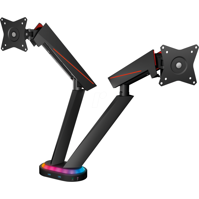 Support Gaming ICY BOX IB-MSG304BL-T pour 2x écrans / 32" / RGB / HUB