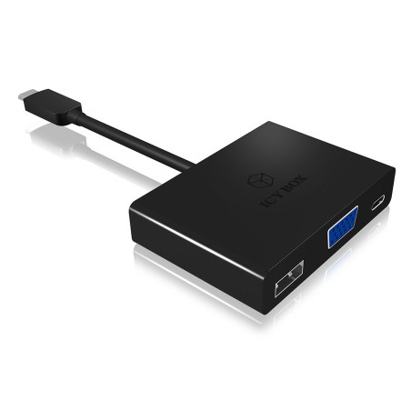Station d’accueil ICY BOX IB-DK4032-CPD / USB TYPE C - VGA + USB 3.0 / Noir