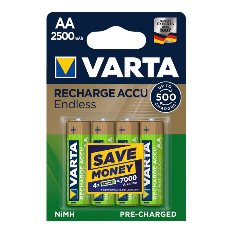 4x Piles AA Rechargeable VARTA LR6 AA BP4 2500 mAh