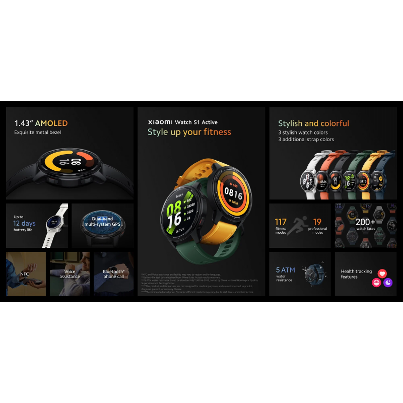 Montre Connectée XIAOMI Mi Watch S1 Active GL / Noir