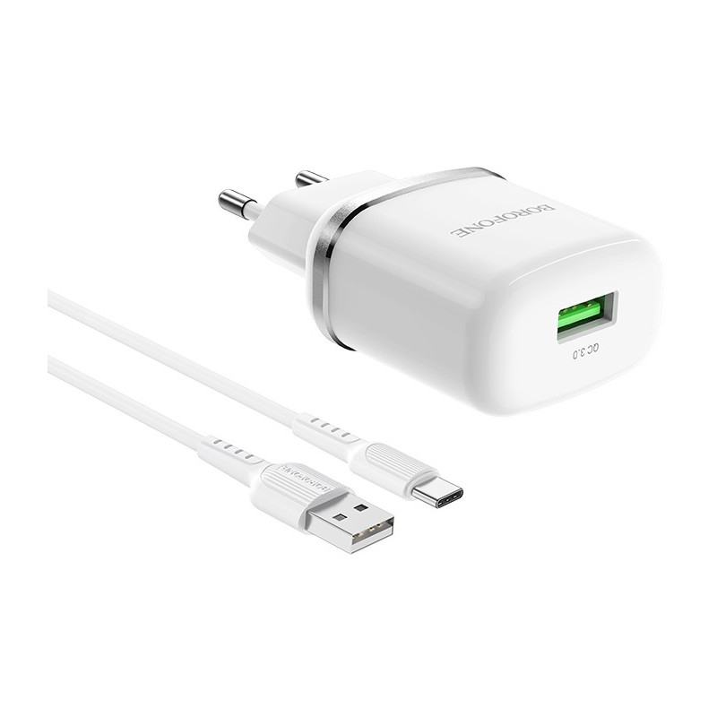 Chargeur Borofone BA36A USB Vers Type C / Blanc