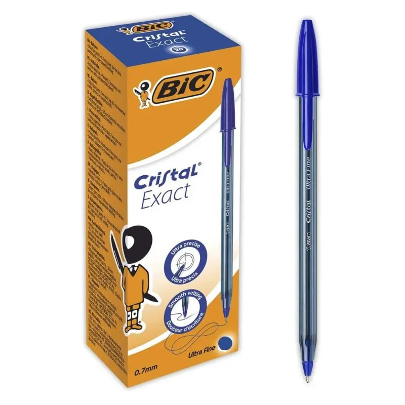 Pack de 12 Stylos à bille BIC Cristal Ultra fine 0.7mm / Bleu