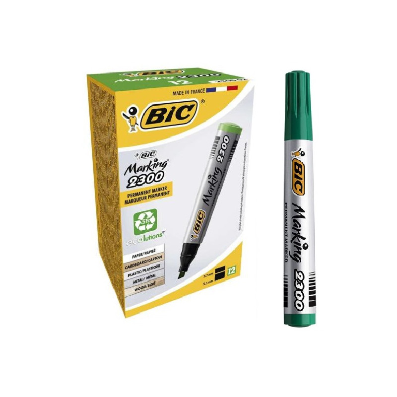 Pack de 12 marqueur permanent BIC 2300 / Vert