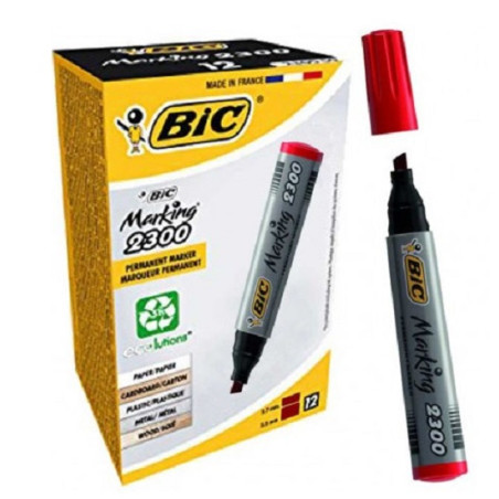 Pack de 12 marqueur permanent BIC 2300 / Rouge