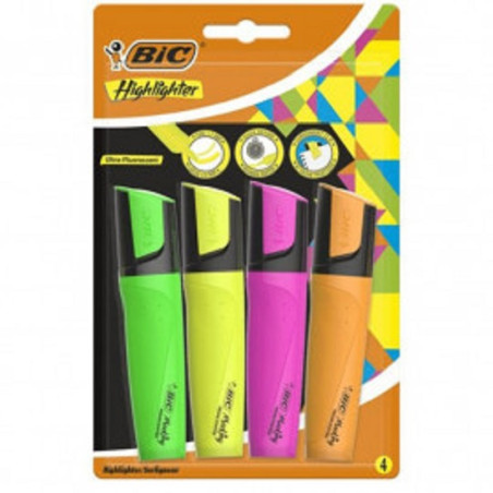 Pochette de 4 Surligneur Fluo Bic