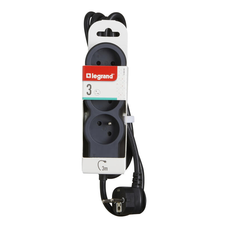RALLONGE MULTIPRISE 3 PRISES DE COURANT 2P+T 16A 230V AVEC CORDON 3M ...