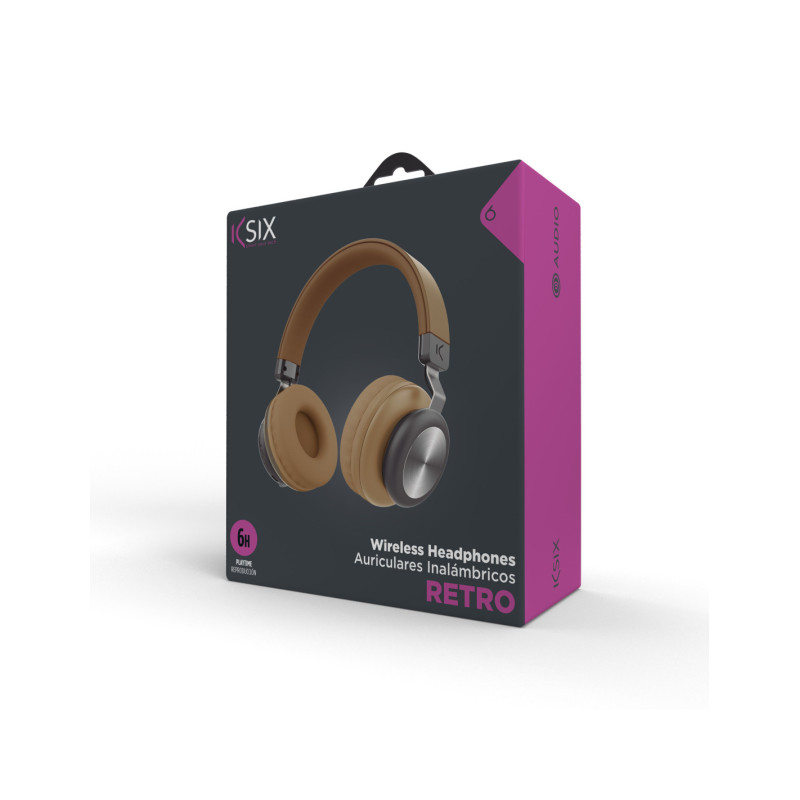Casque Sans Fil Ksix Retro 2 BXAUHBT2M / Marron