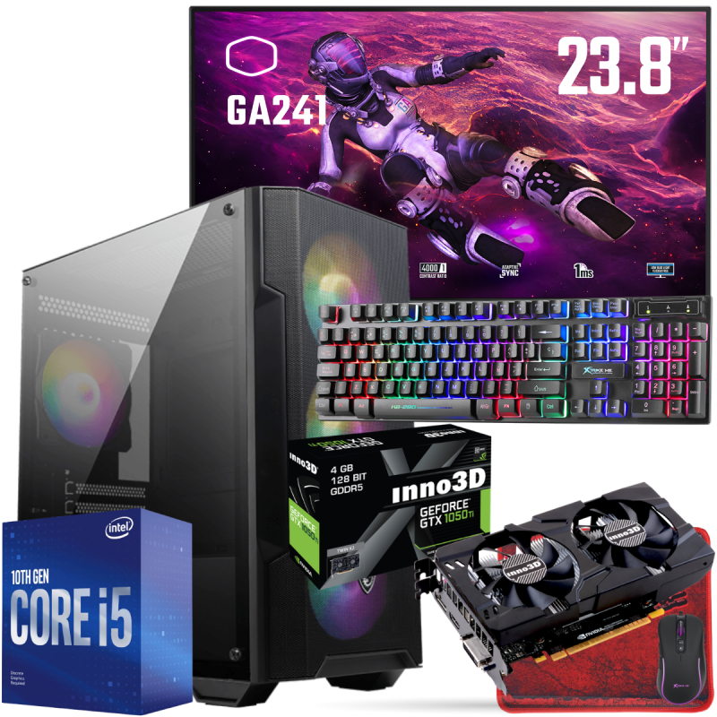 Setup Gamer Special Pc de Bureau Gaming / i5-10400F / GTX 1050 Ti Twin X2 4G / 16 Go Avec Écran ...