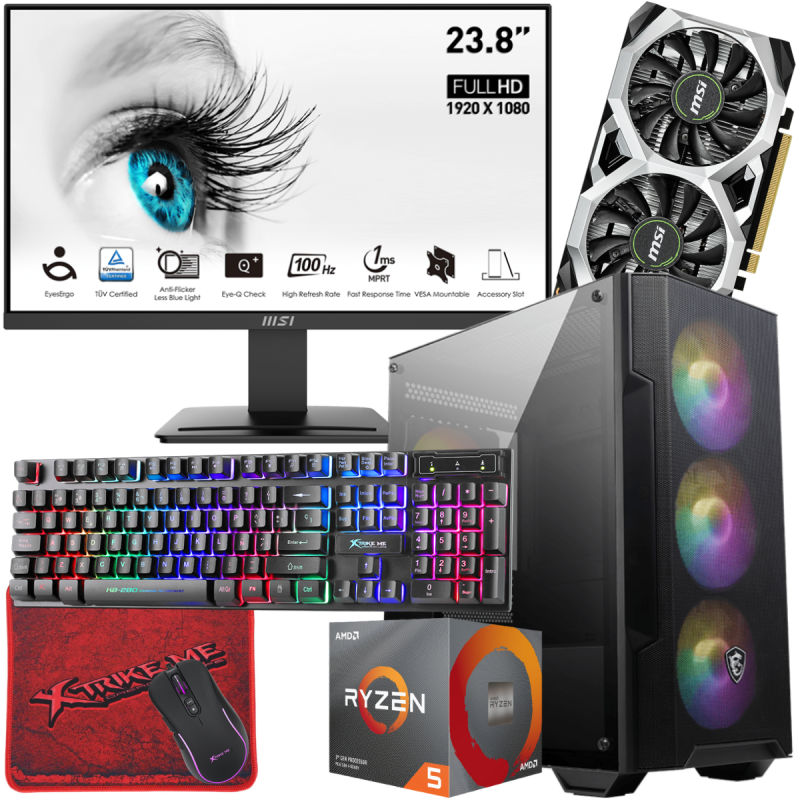 Setup Gamer FULL MSI Pc de Bureau Gaming / RYZEN 5 3600 / GTX 1650 D6 ...