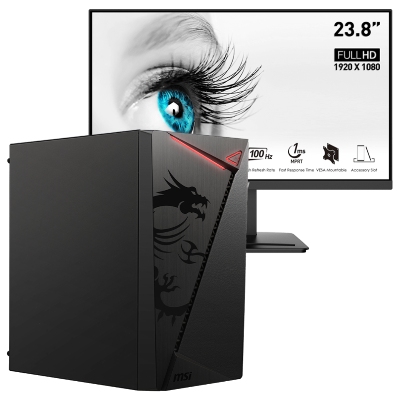 Pc de bureau MSI / i3-10105 / 8 Go / Windows 11 Pro / Avec Écran MSI PRO 24" Full HD VA 100Hz