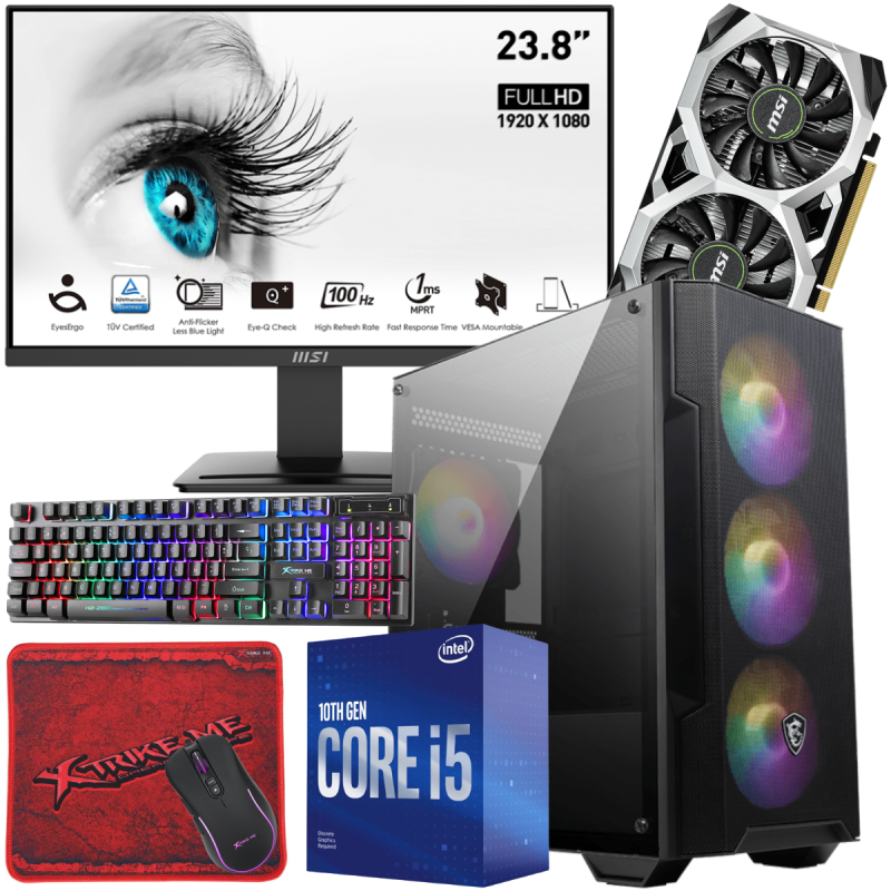 Setup Gamer FULL MSI Pc de Bureau Gaming / i5-10400F / GTX 1650 4G / 16 ...