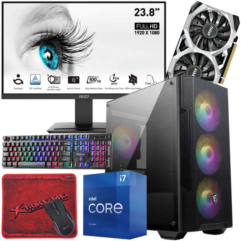 Setup Gamer FULL MSI Pc de Bureau Gaming / i7-11700 / GTX 1650 4G / 16 ...