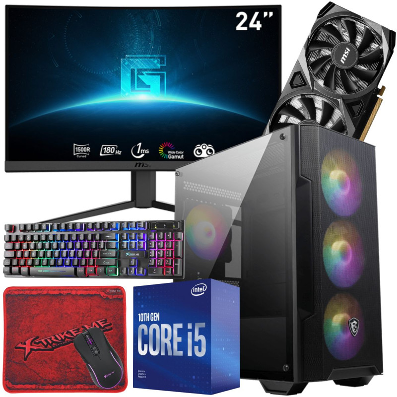 Setup Gamer Special Pc de Bureau Gaming / i5-10400F / RTX 3050 8G / 16 Go Avec Écran Incurvé MSI ...