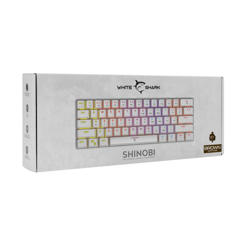 Clavier Gaming Mécanique White Shark Shinobi GK-2022 / RGB / Blanc ...